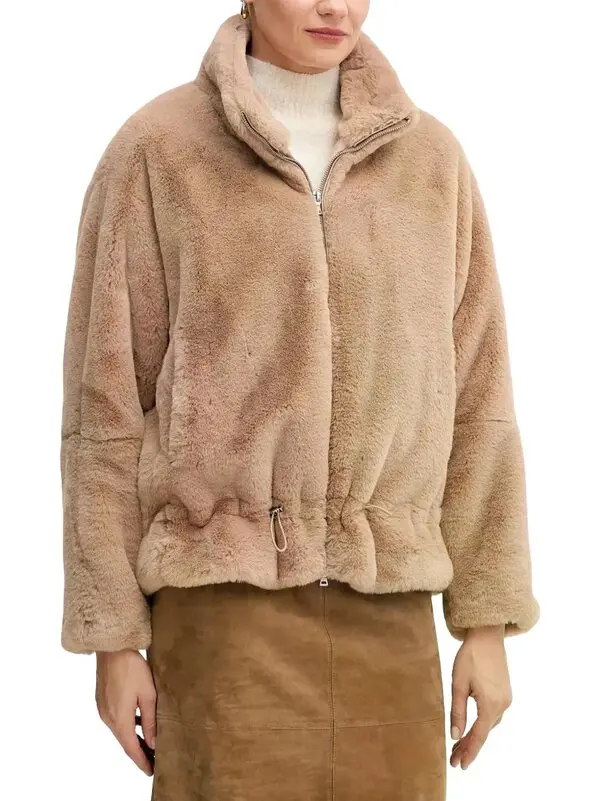 MARC AUREL Faux-fur Zip-up Jacket - Neutrals