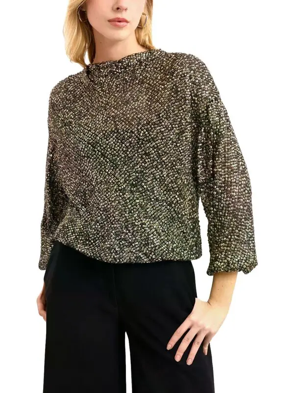 GEMY MAALOUF Round Neck Blouse - Gold