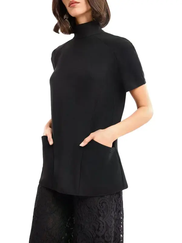GEMY MAALOUF High-neck Top With Pockets - Black