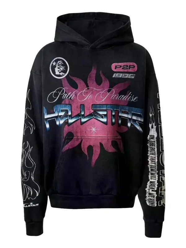 HELLSTAR Graphic Print Hoodie - Black