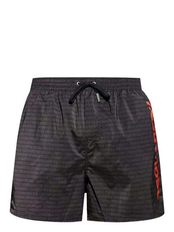 Dsquared2 Printed Beach Shorts - Black