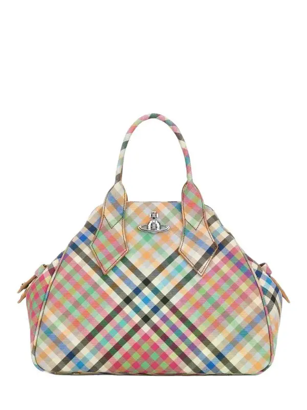 VIVIENNE WESTWOOD Medium Yasmine Plaid Tote - Neutrals