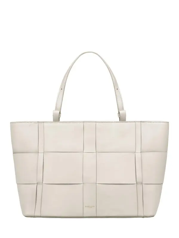 DEMELLIER The Florence Woven Leather Tote - Chalk Fine Grain