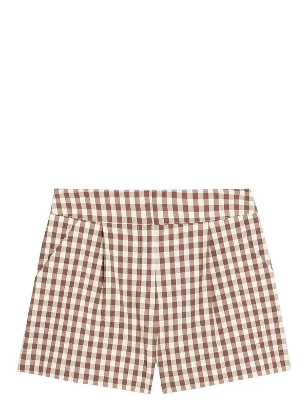 Veronica Beard Haina Gingham Cotton-blend Seersucker Shorts - Chocolate