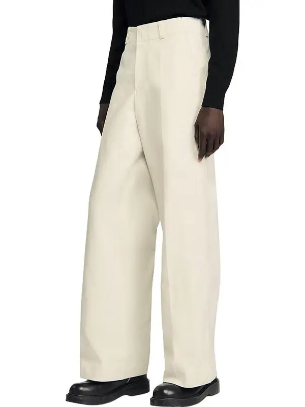 Sandro Vintage Wide Leg Canvas Trousers - White