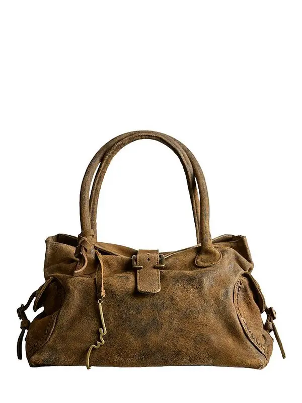 Free People Nubuck Leather Shoulder Bag - Sand