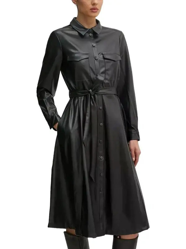 OUI Belted Midi Shirt Dress - Black