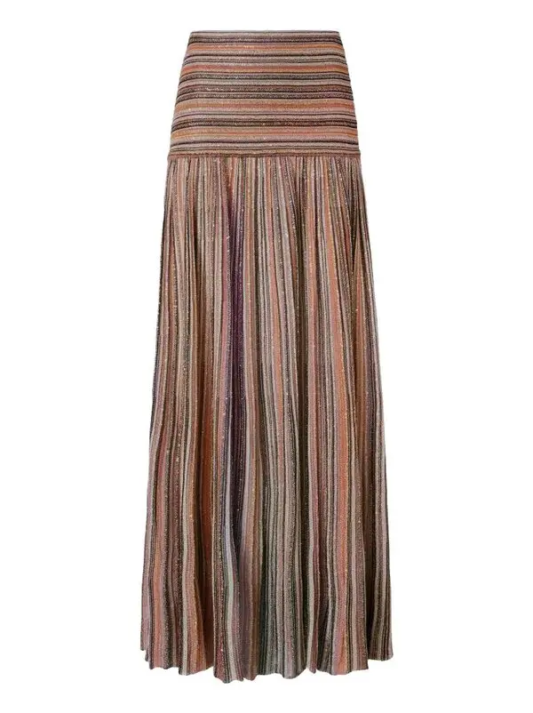 Missoni Striped Pleated Floor-length Skirt - Brown