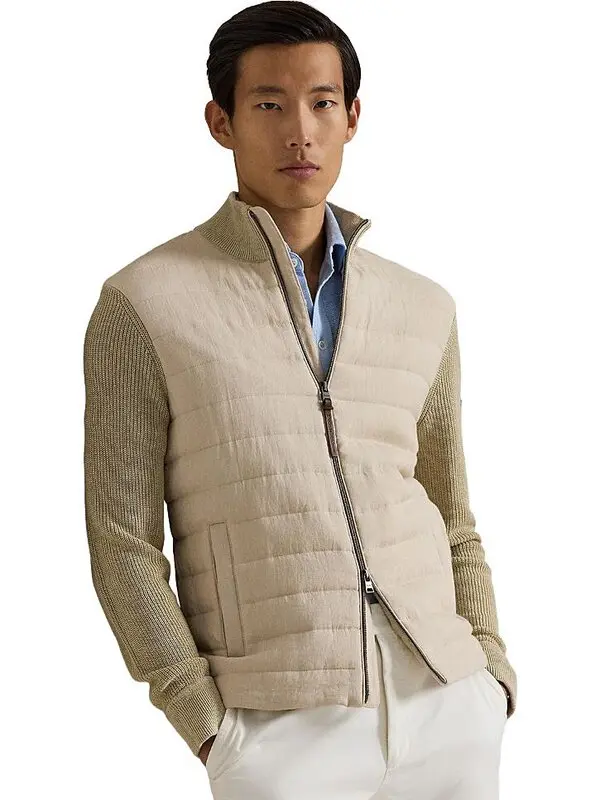 Polo Ralph Lauren Hybrid Linen Full Zip Sweater - Beige/linen