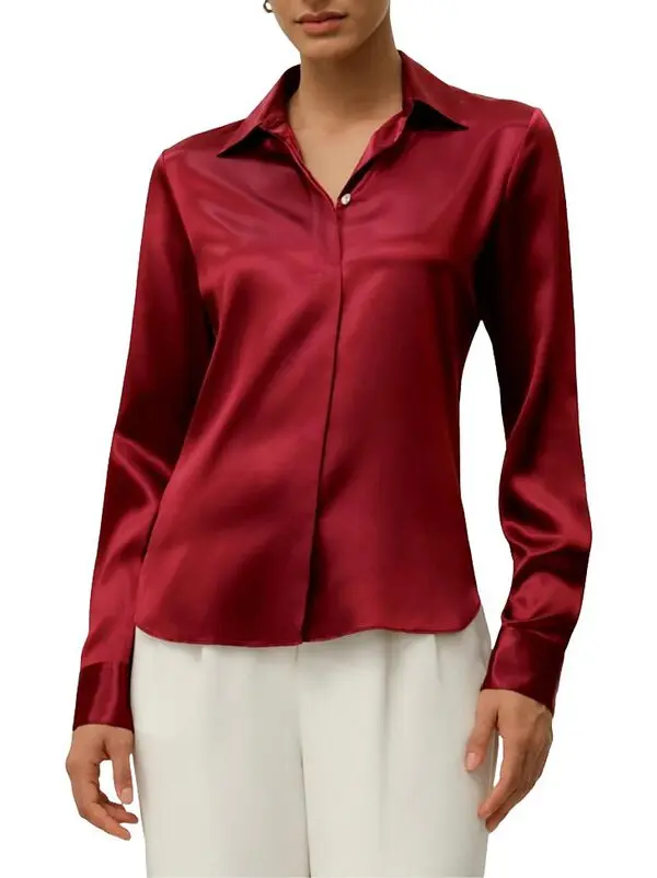 Lilysilk Elegant Silhouette Silk Shirt - Claret