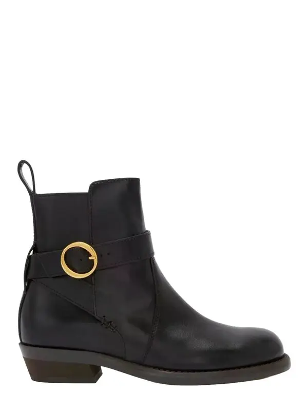 ODISSI Ornella Buckle Leather Boots - Black