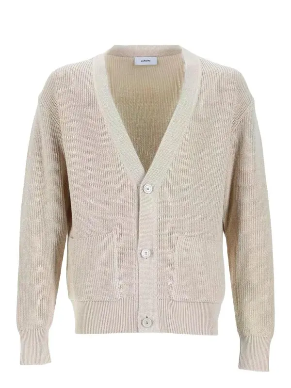 LARDINI Cotton V-neck Cardigan - Neutrals