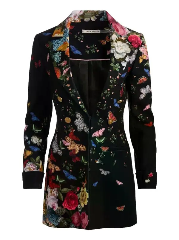 Alice + Olivia Floral Print Blazer - Black