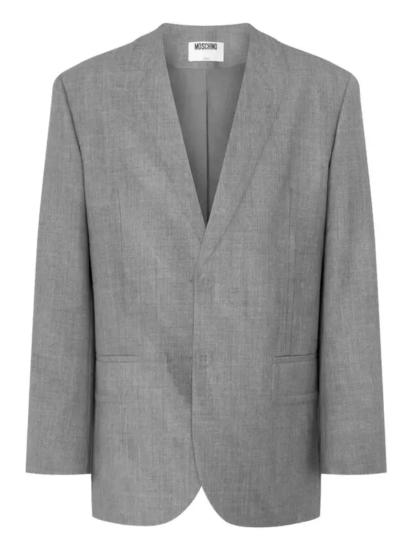 Moschino Single-breasted Collarless Blazer - Grey