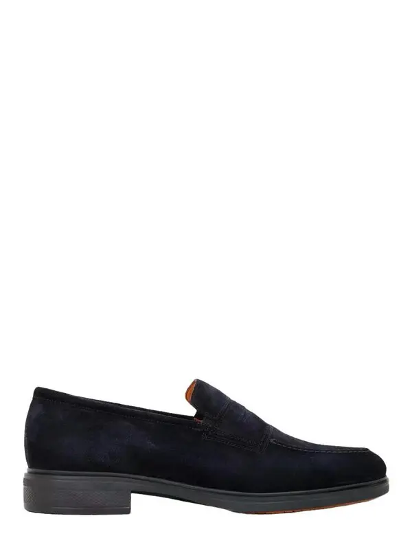 Santoni Block-heel Suede Loafers - Blue