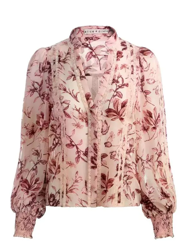 Alice + Olivia Arlette Floral Print Blouse - Pink