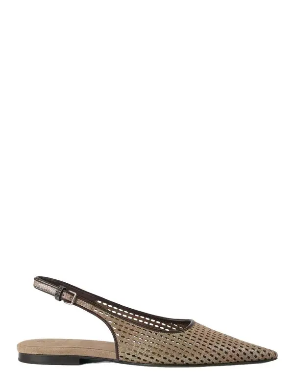 Brunello Cucinelli Leather Slingback Ballerina Flats - Neutrals