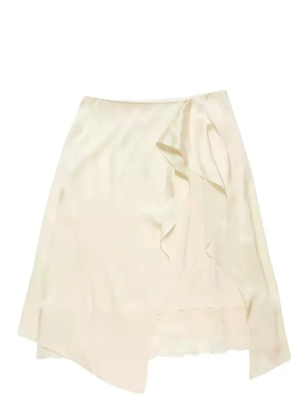 Acne Studios Draped Midi Skirt With Lace Detail - Neutrals