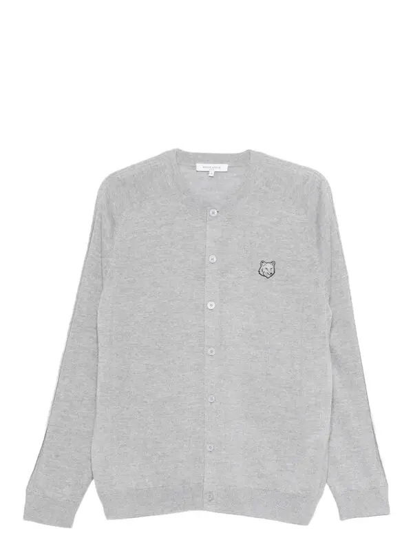 Maison Kitsuné Embroidered Buttoned Cardigan - Grey