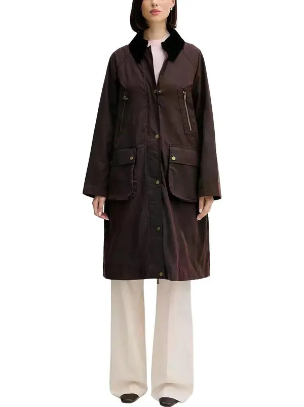 HOSS INTROPIA Damaris Corduroy-collar Trench - Brown