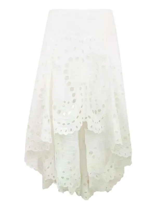Charo Ruiz Ibiza Finn Eyelet Asymmetric Skirt - White