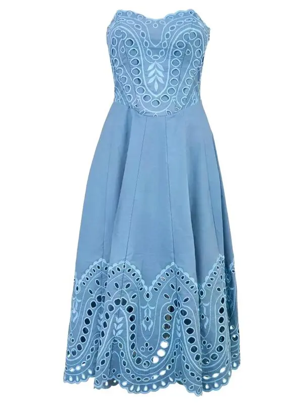Charo Ruiz Ibiza Marlin Eyelet Midi Dress - Blue