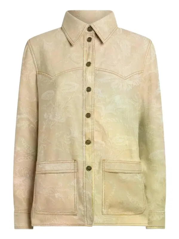 Etro Jacquard Floral Denim Jacket - Neutrals