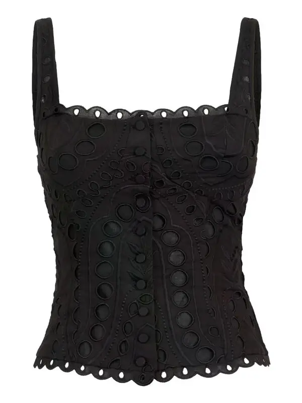 Charo Ruiz Ibiza Nereus Cutwork Top - Black