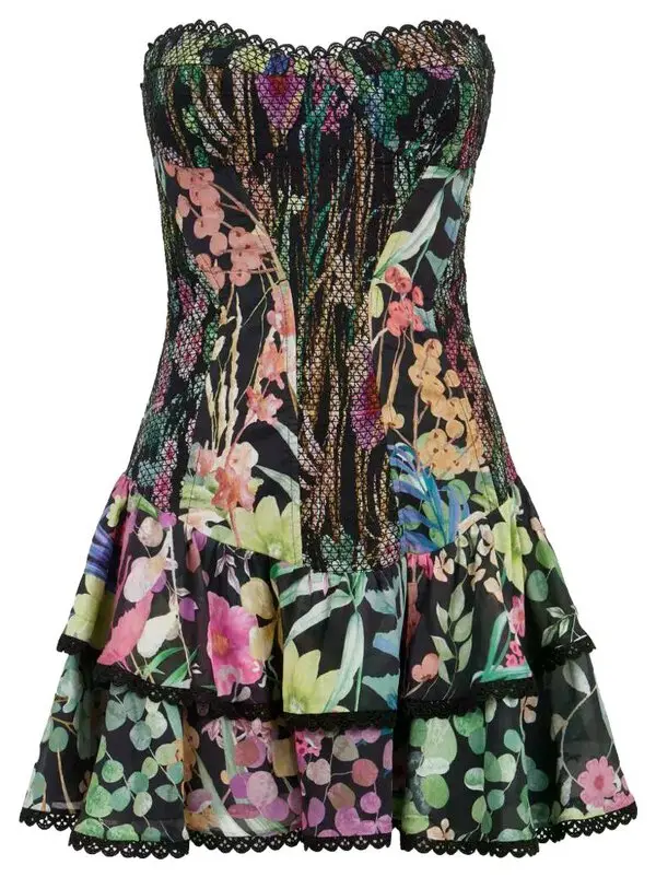 Charo Ruiz Ibiza Sora Floral-print Mini Dress - Black