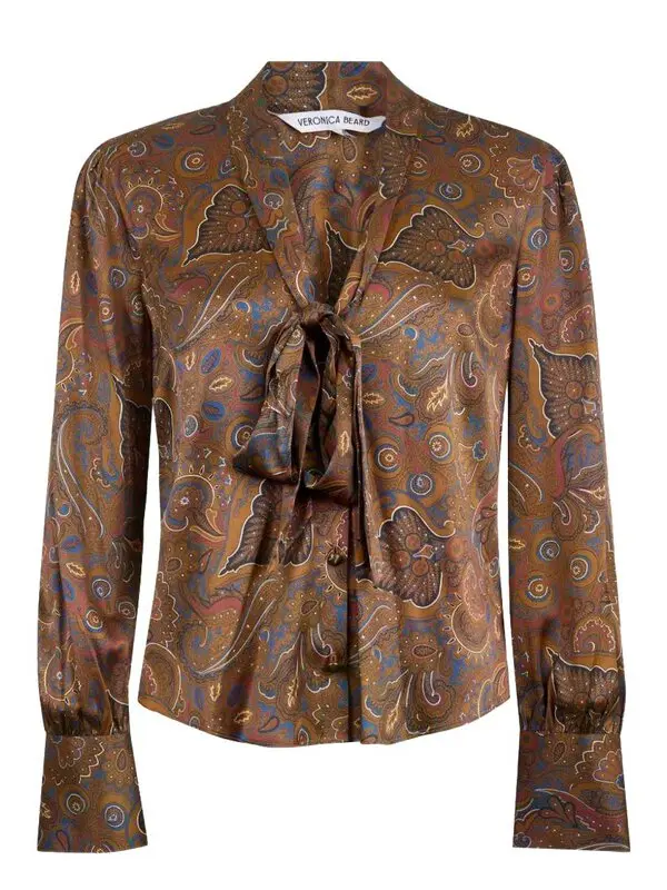 Veronica Beard Francine Tie-neck Paisley Blouse - Brown