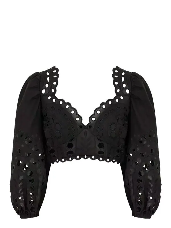 Charo Ruiz Ibiza Luna Embroidered Blouse - Black