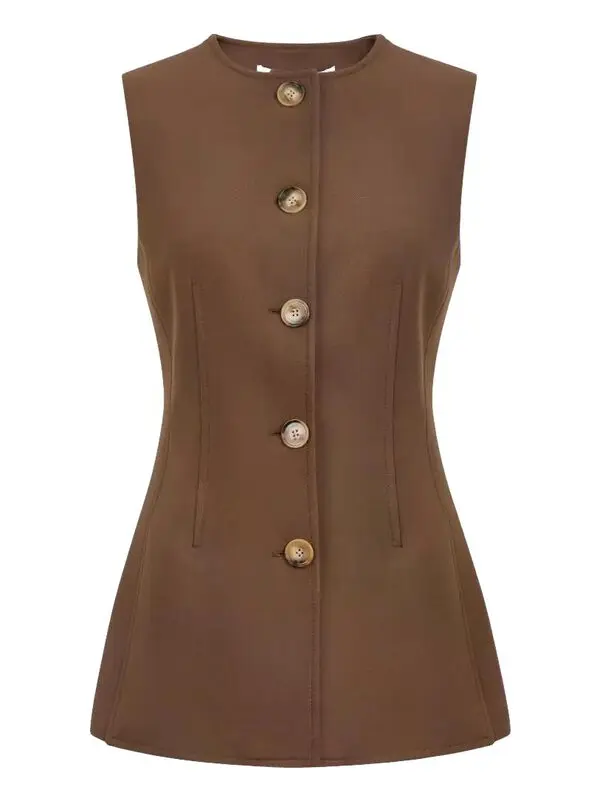 Veronica Beard Jessup Buttoned Waistcoat - Brown