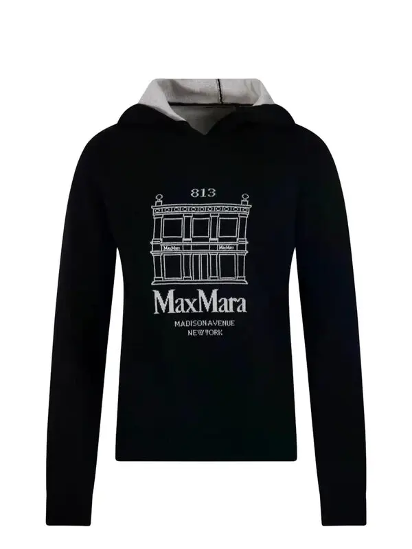 Max Mara Embroidered Logo Hoodie - Black