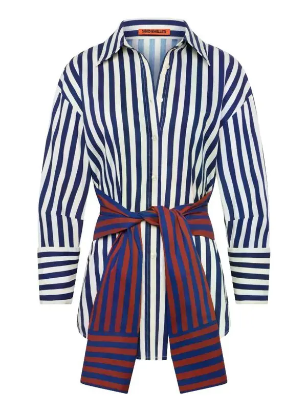 SIMONMILLER Striped Long-sleeve Shirt With Belt - Blue