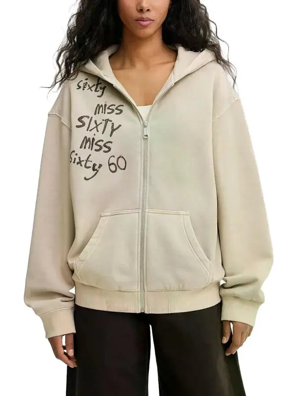 Miss Sixty Hooded Zip-up Top - Neutrals