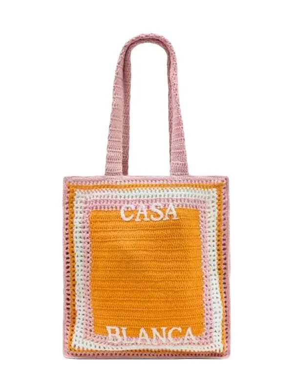 Casablanca Stripe Crochet Tote Bag - Pink
