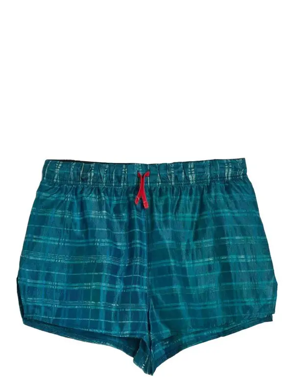 ALEX ZONO Checked Silk Shorts - Blue