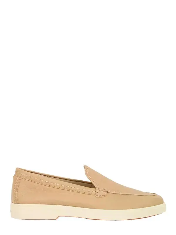 Santoni Stitch-embellished Leather Loafers - Neutrals