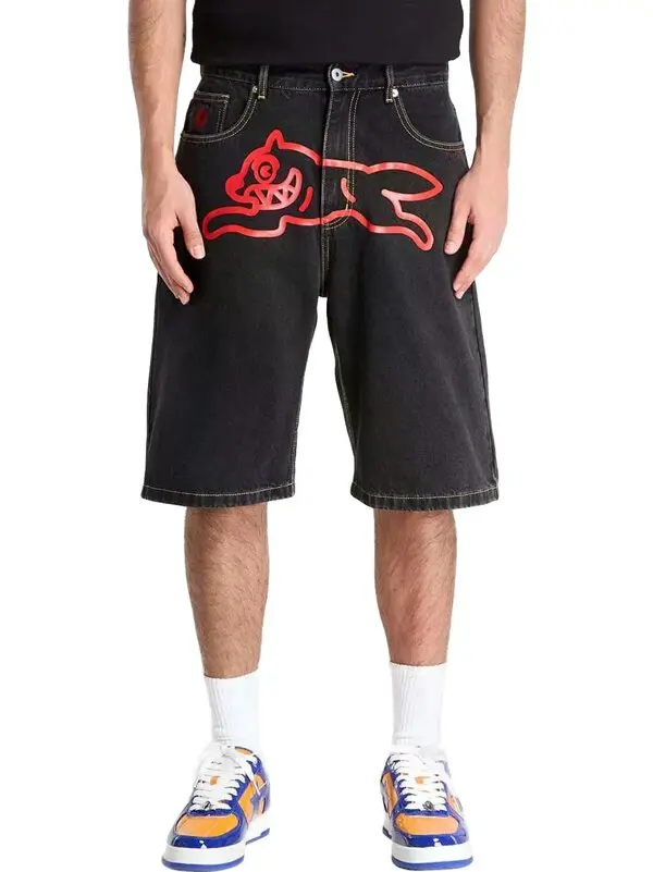 BILLIONAIRE BOYS CLUB - ICE CREAM Dog-print Denim Shorts - Black