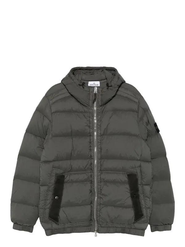 Stone Island Padded Down Jacket With Hood - Grey