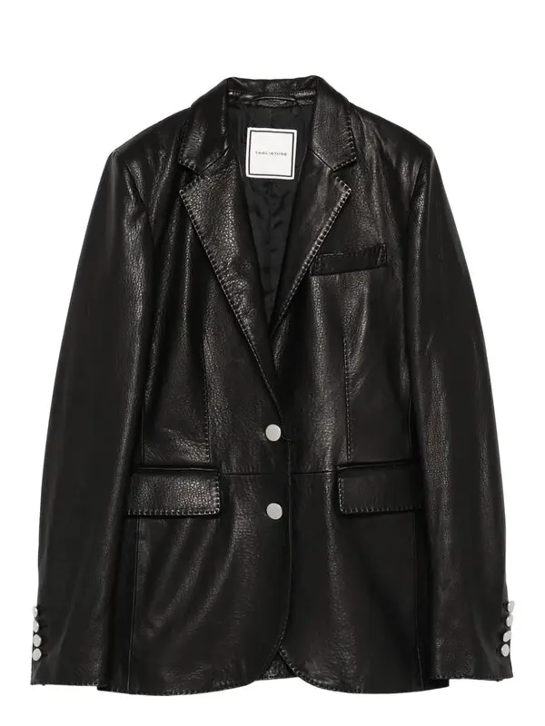 Tagliatore Leather Blazer - Black