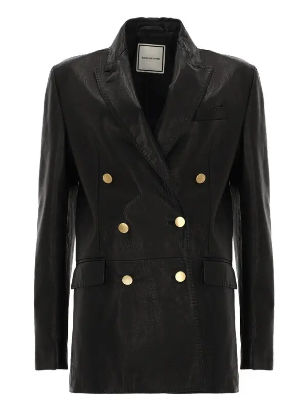 Tagliatore Leather Blazer - Black