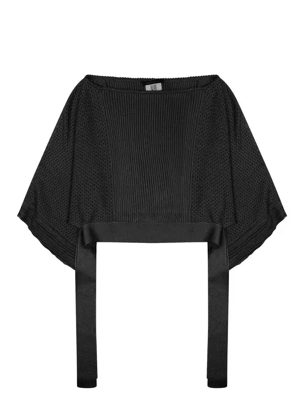 Alberta Ferretti Knitted Tie Poncho - Black