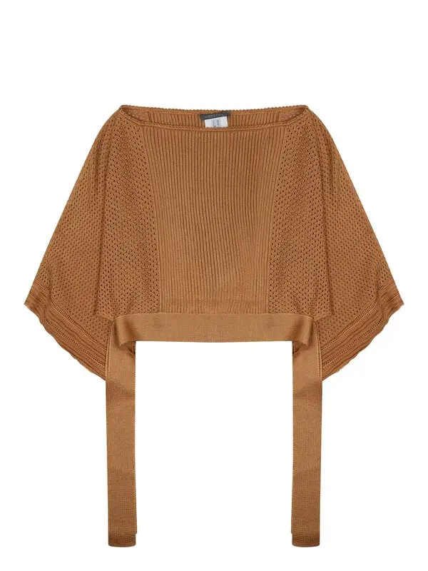 Alberta Ferretti Knitted Poncho - Brown