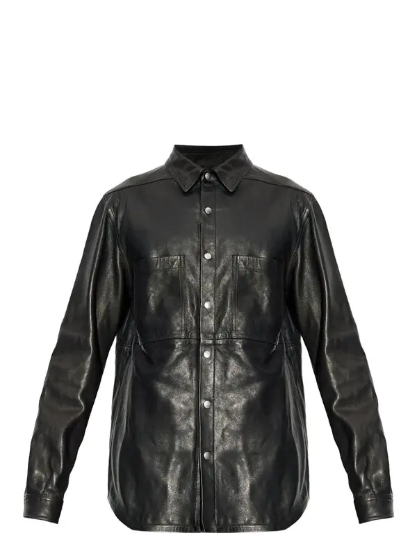 Rick Owens Leather Overshirt - Black