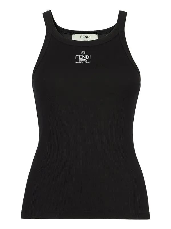 Fendi Embroidered Logo Tank Top - Black