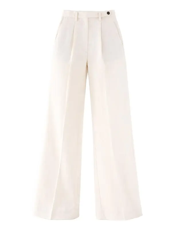Brunello Cucinelli Linen Blend Tailored Pants - Ivory