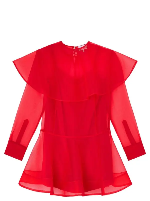 GANNI Organza Mini Dress - Red