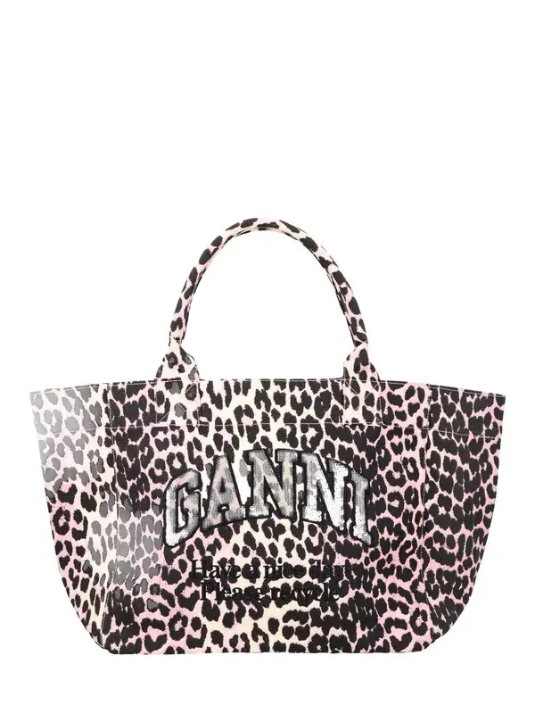 GANNI Tote Bag With Logo - Animalier
