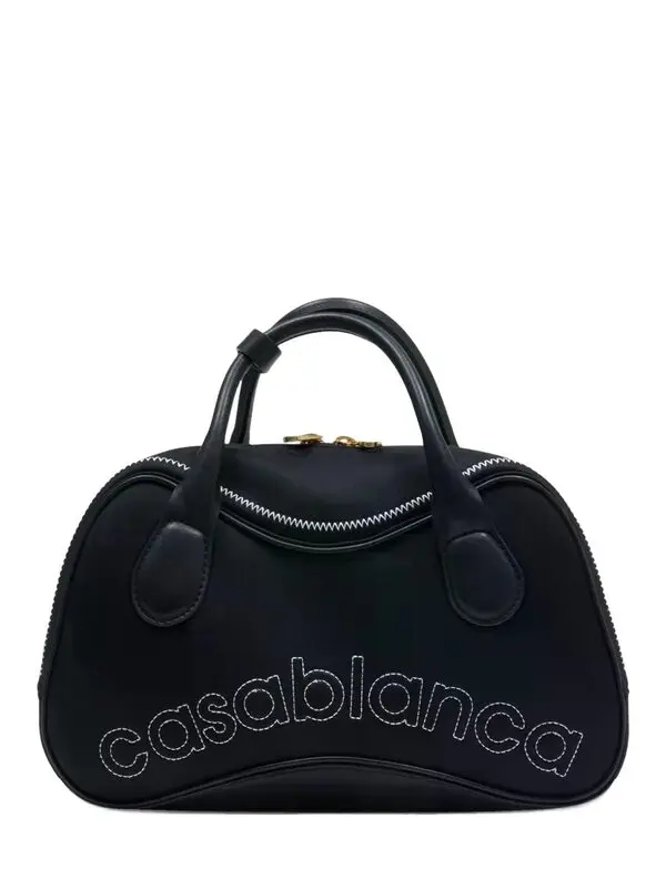 Casablanca Leather Tote Bag With Logo - Black